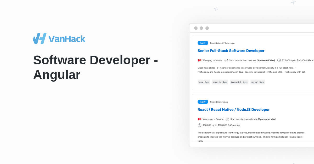 Software Developer - Angular - VanHack